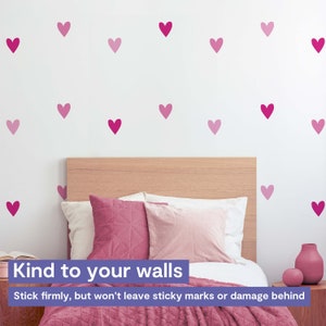 Pink Heart Wall Stickers | Hot Pink Heart Wall Decals | Removable ...