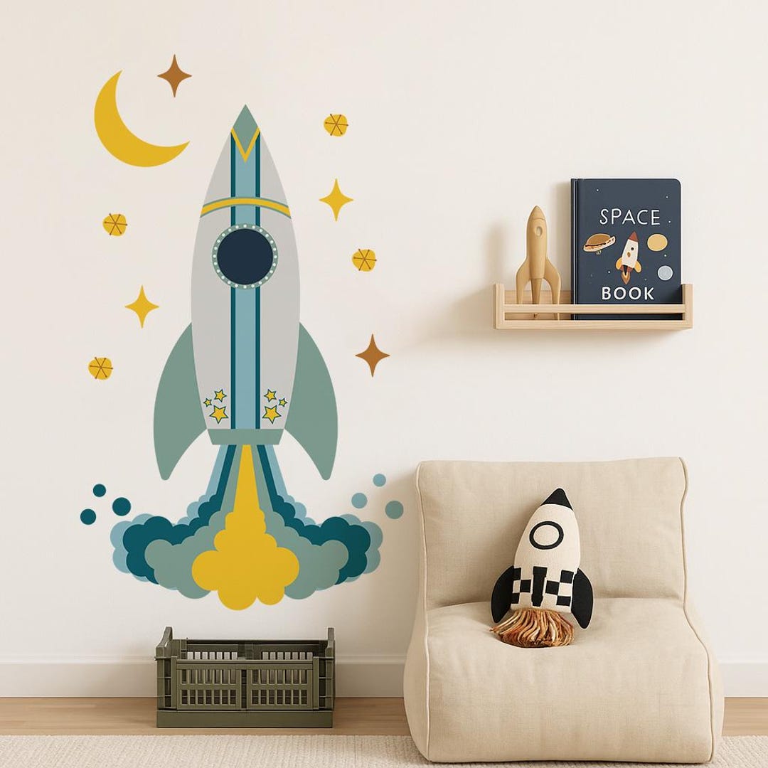 Rocket Wall Decal, Space Ship Decal, Space Wall Sticker, Space Room ...