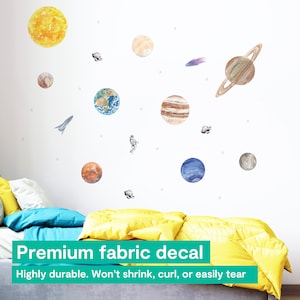 Watercolour Solar System Wall Decal - Removable Fabric Peel & Stick ...
