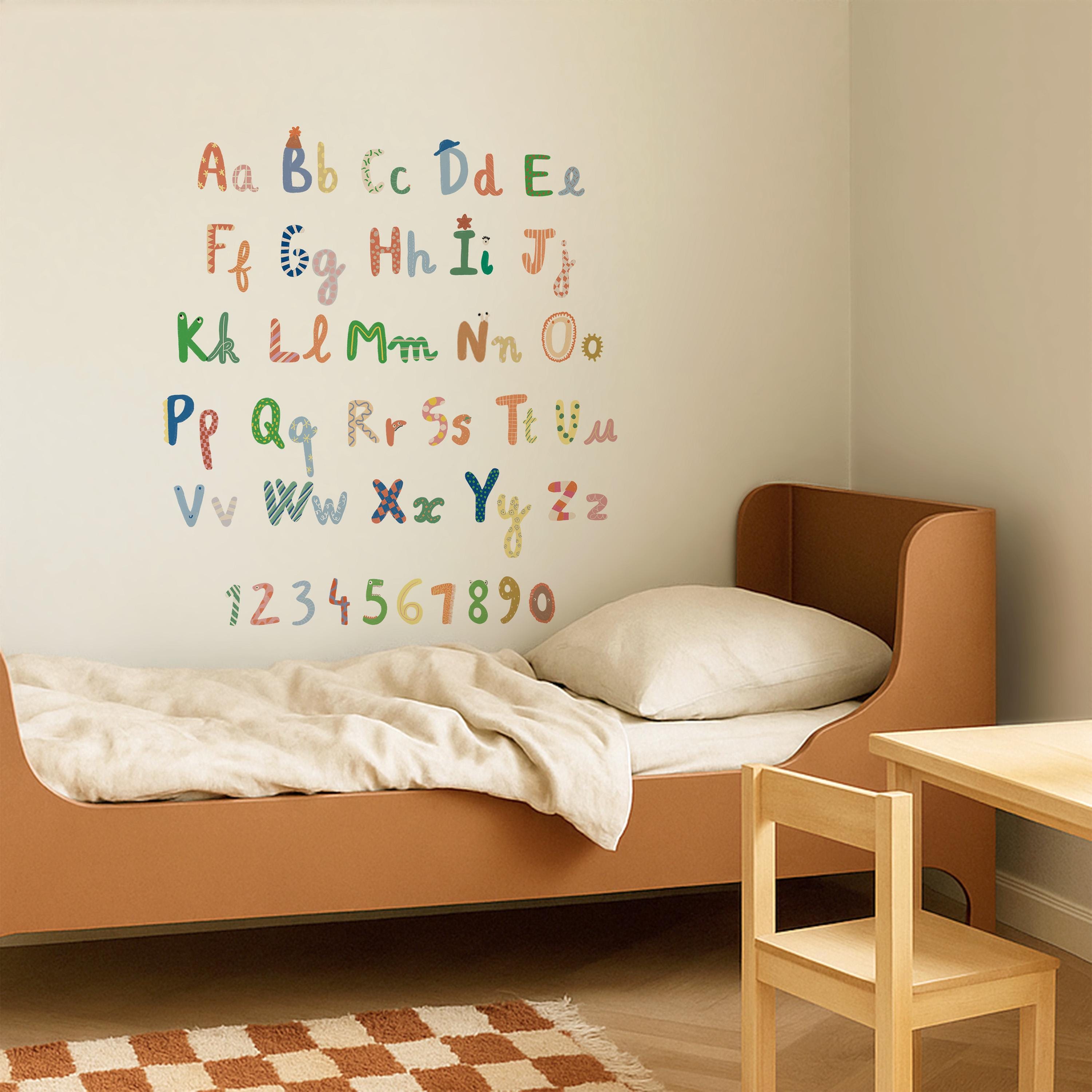 Alphabet & Numbers Wall Decal – Early Learning Fabric Wall Sticker Set ...