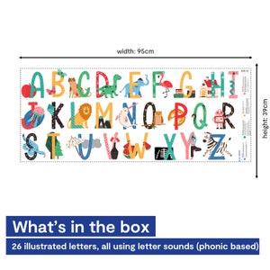 Alphabet Wall Decal, Kids ABC Wall Stickers, Illustrated Letter Decals ...