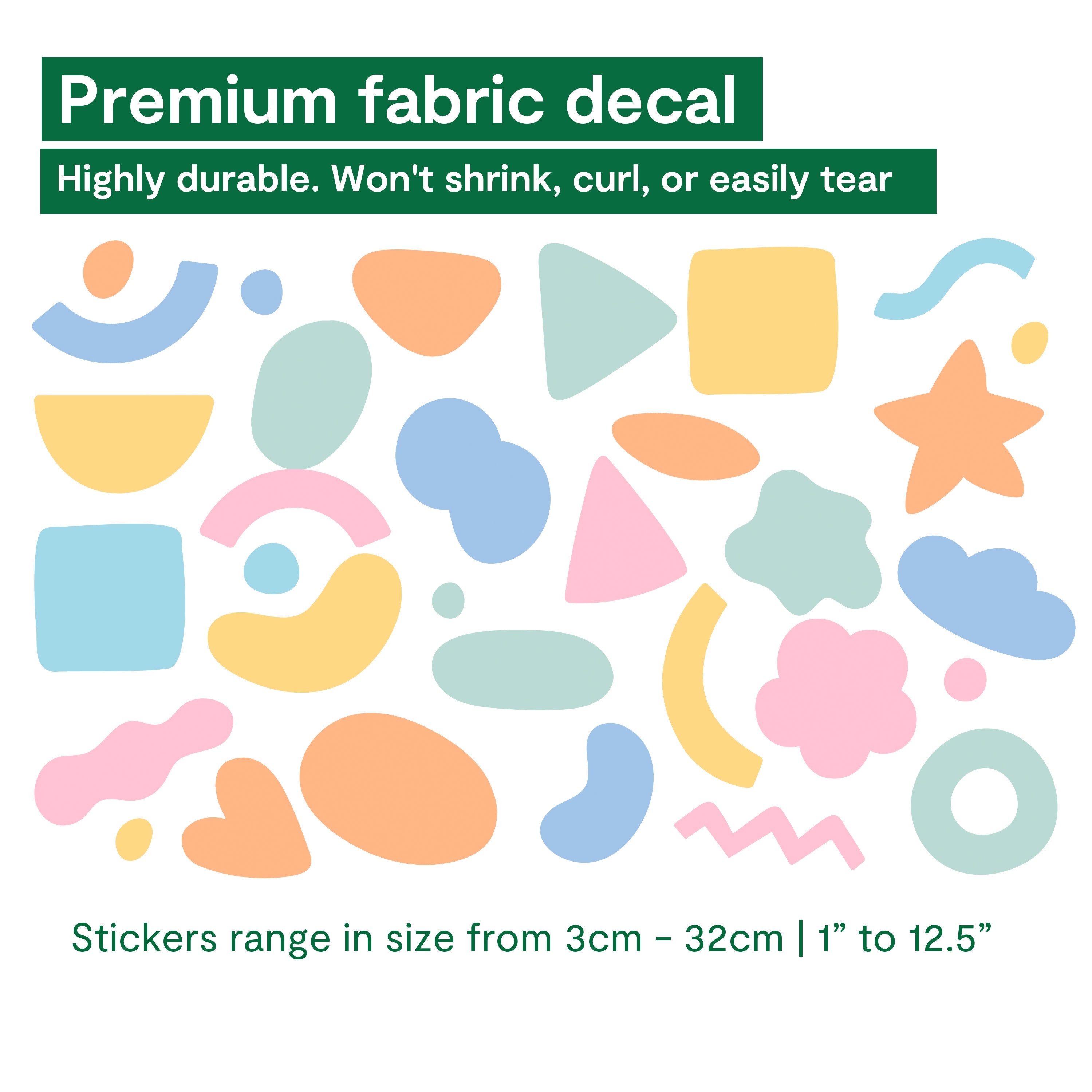 Large Abstract Shapes Decals | Colourful Organic Wall Stickers for Kids ...