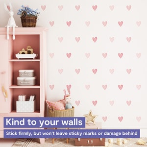 Pink Heart Wall Stickers | Heart Wall Decals for Kids Bedroom, Nursery ...