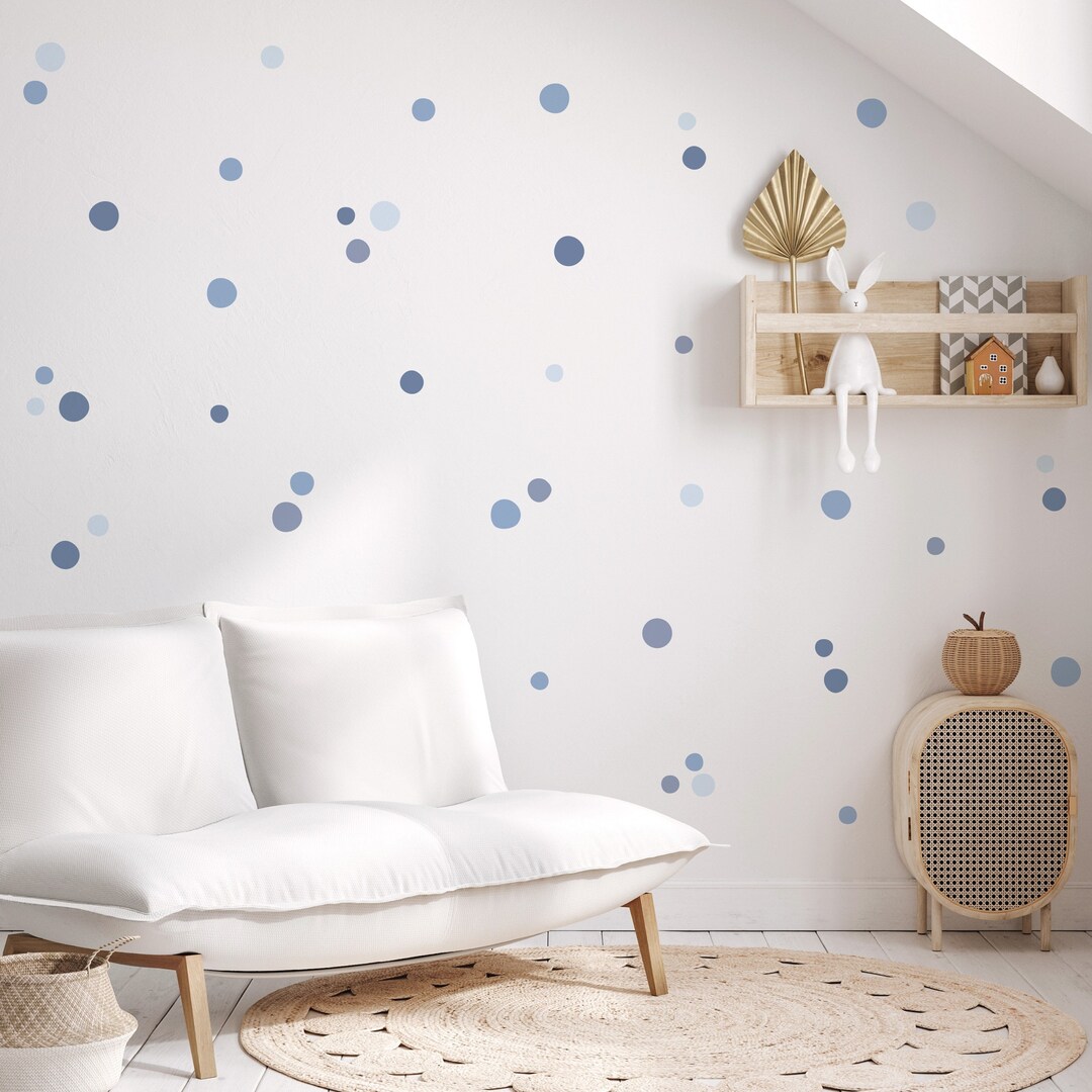 Muted Blue Polka Dot Wall Decal | Dusty Blue Boho Wall Stickers | PVC ...