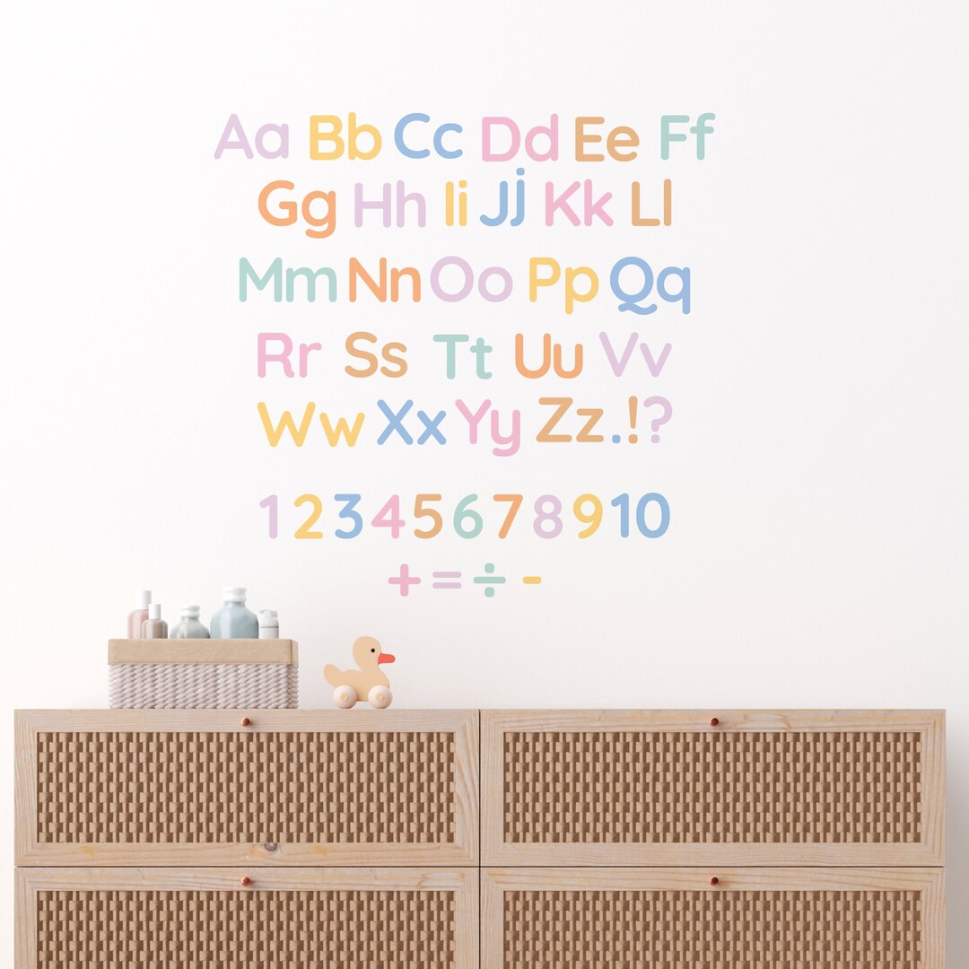Pastel Alphabet Wall Decal | Number & Letter Learning Mural ...
