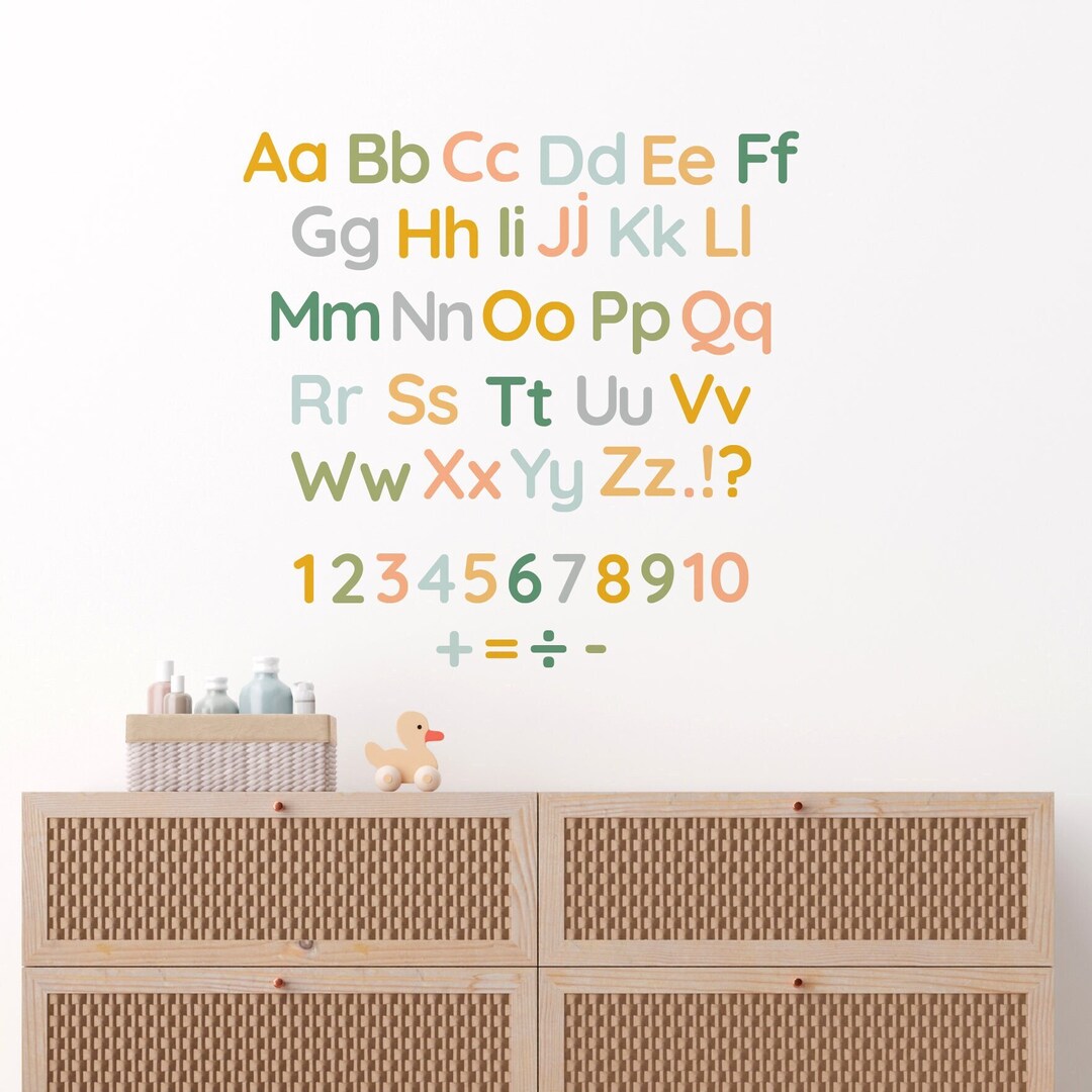 Little Learner Alphabet Numbers Wall Decal Natural Tone ABC Wall ...