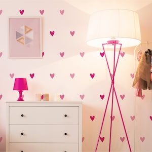Pink Heart Wall Stickers Hot Pink Heart Wall Decals Removable Fabric ...