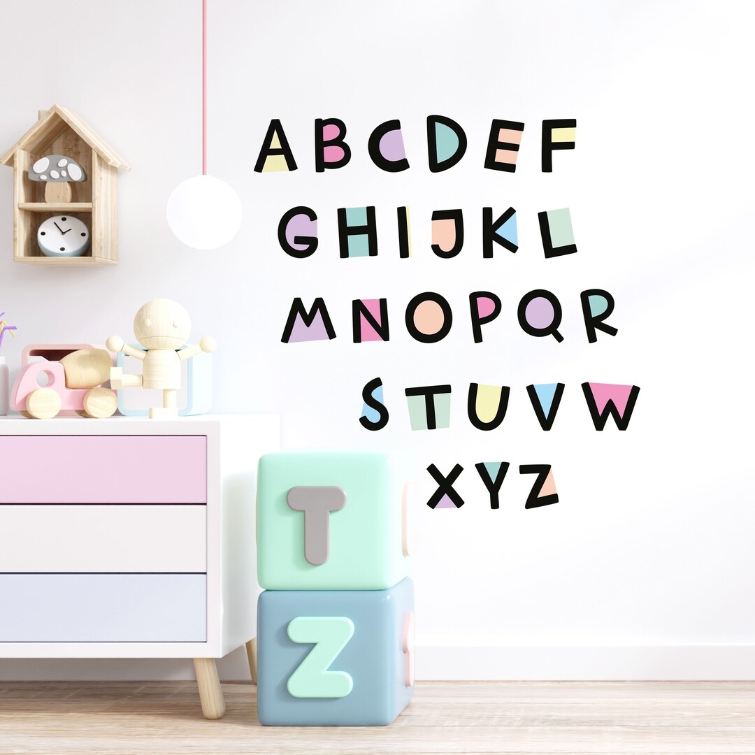 Pastel Alphabet Wall Decal | ABC Wall Stickers for Kids Bedroom ...