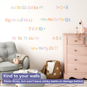 Pastel Alphabet Wall Decal Number & Letter Learning Mural Educational ...