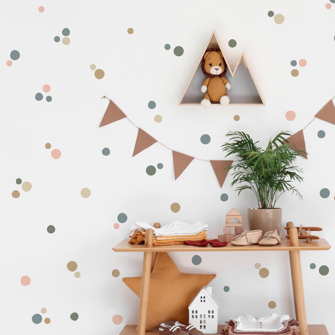 Boho Polka Dot Wall Stickers – Fabric Peel and Stick Dot Decals for ...