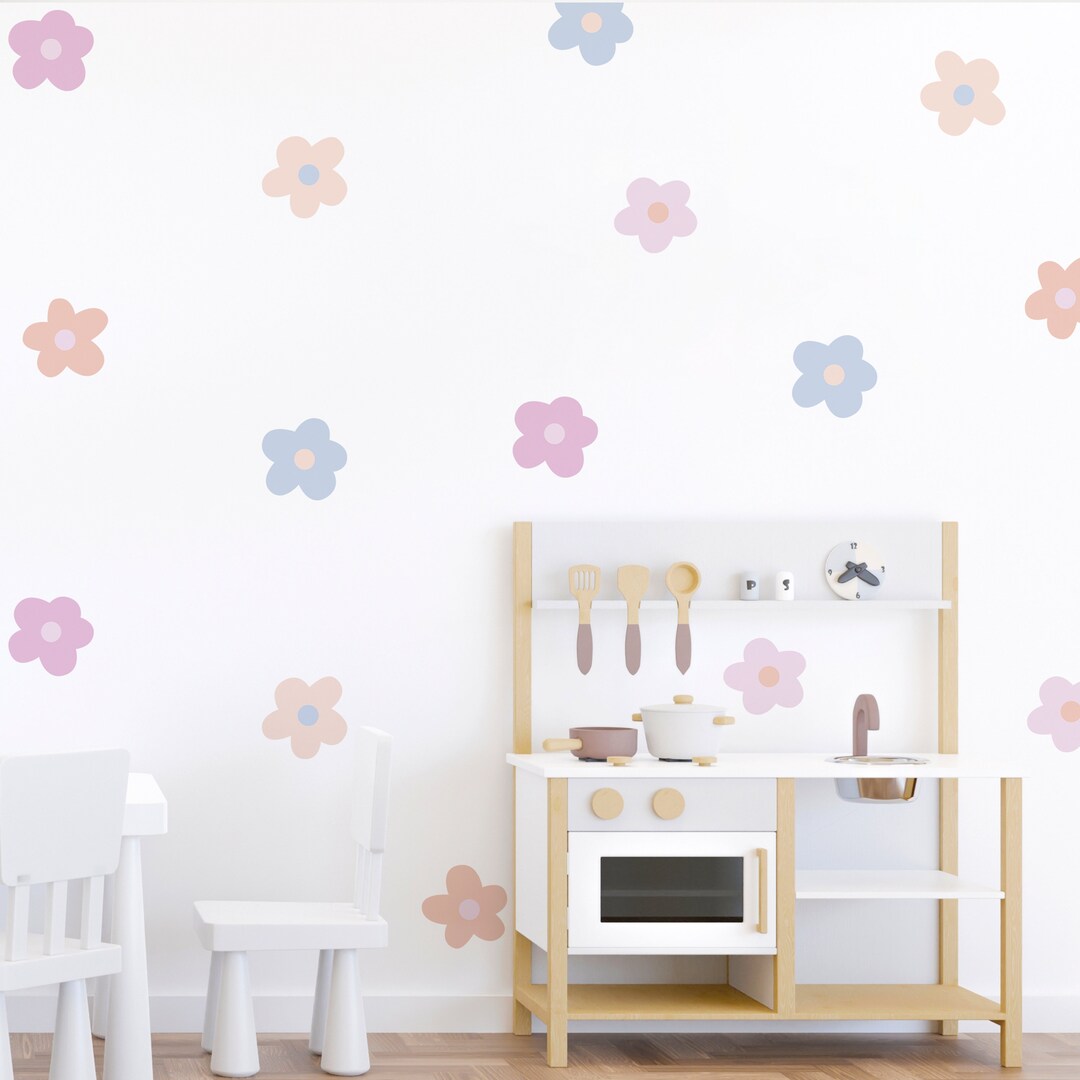 Retro Boho Daisy Wall Decal Boho Flower Wall Stickers Floral Wall ...