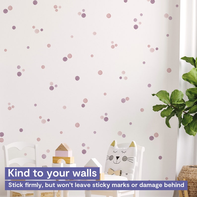 Purple Polka Dot Wall Stickers | Watercolour Dot Wall Decal for Kids ...