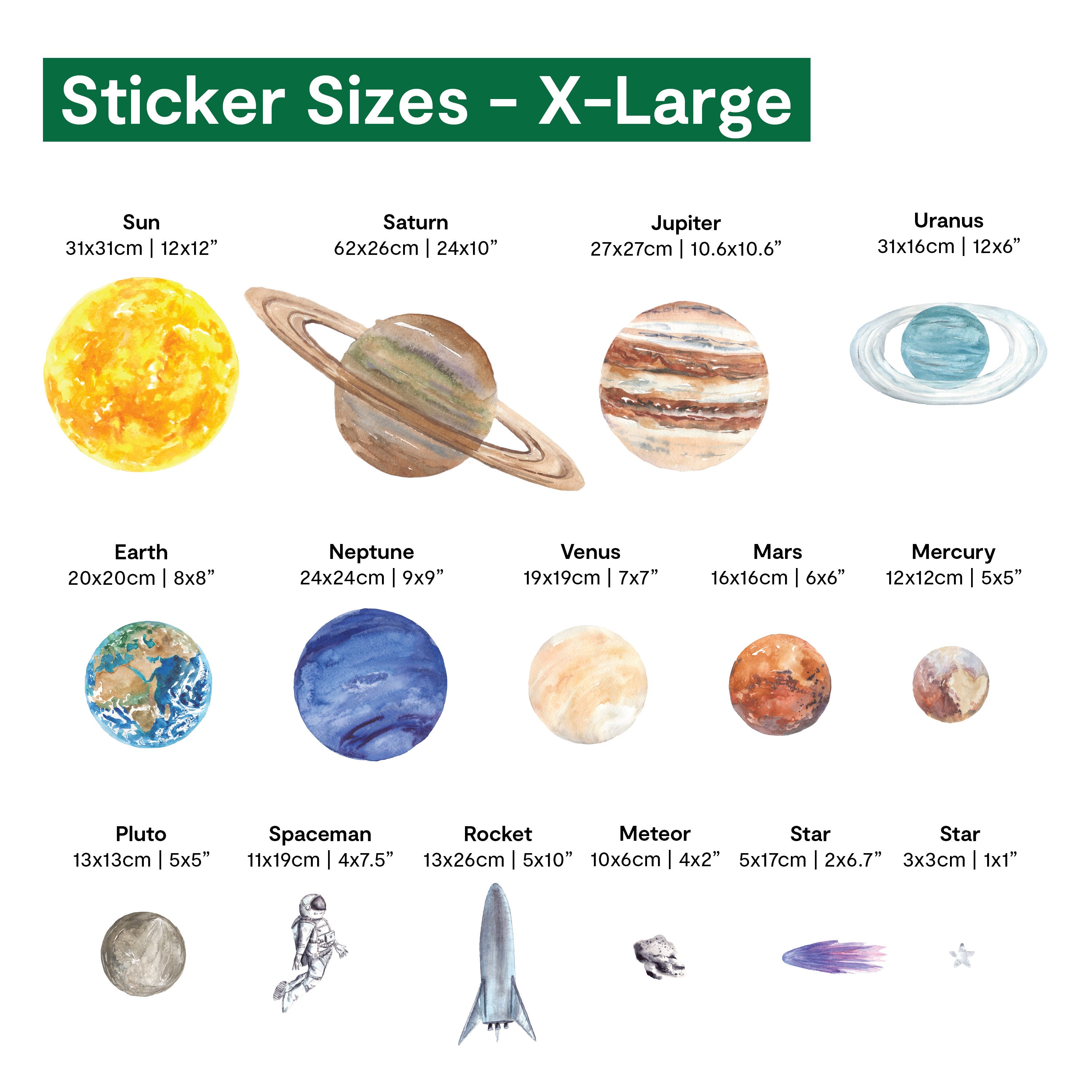 Watercolour Solar System Wall Stickers for Kids' Bedroom | Etsy