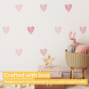 Pink Heart Wall Stickers | Heart Wall Decals for Kids Bedroom, Nursery ...