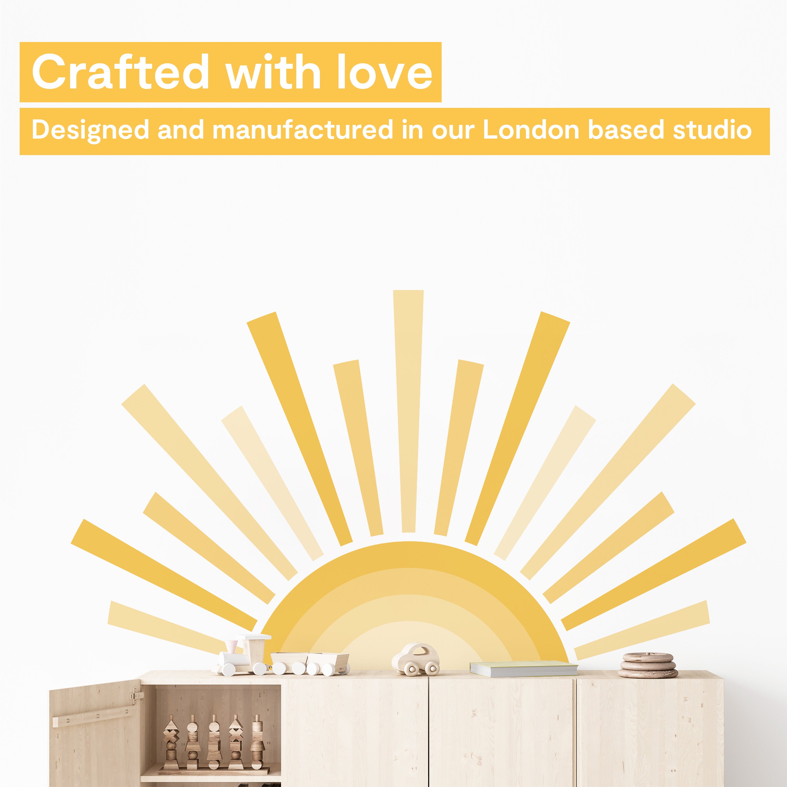 Rising Sun Wall Sticker Rainbow Sun Wall Decal Half Sun - Etsy