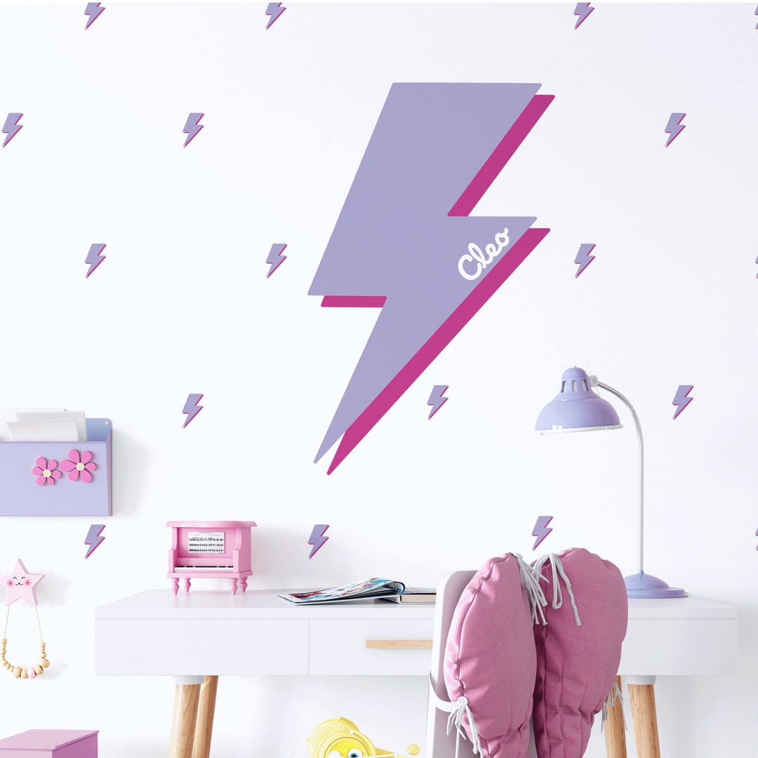 Lightning Bolt Wall Stickers | Custom Name Wall Sticker for Nursery ...