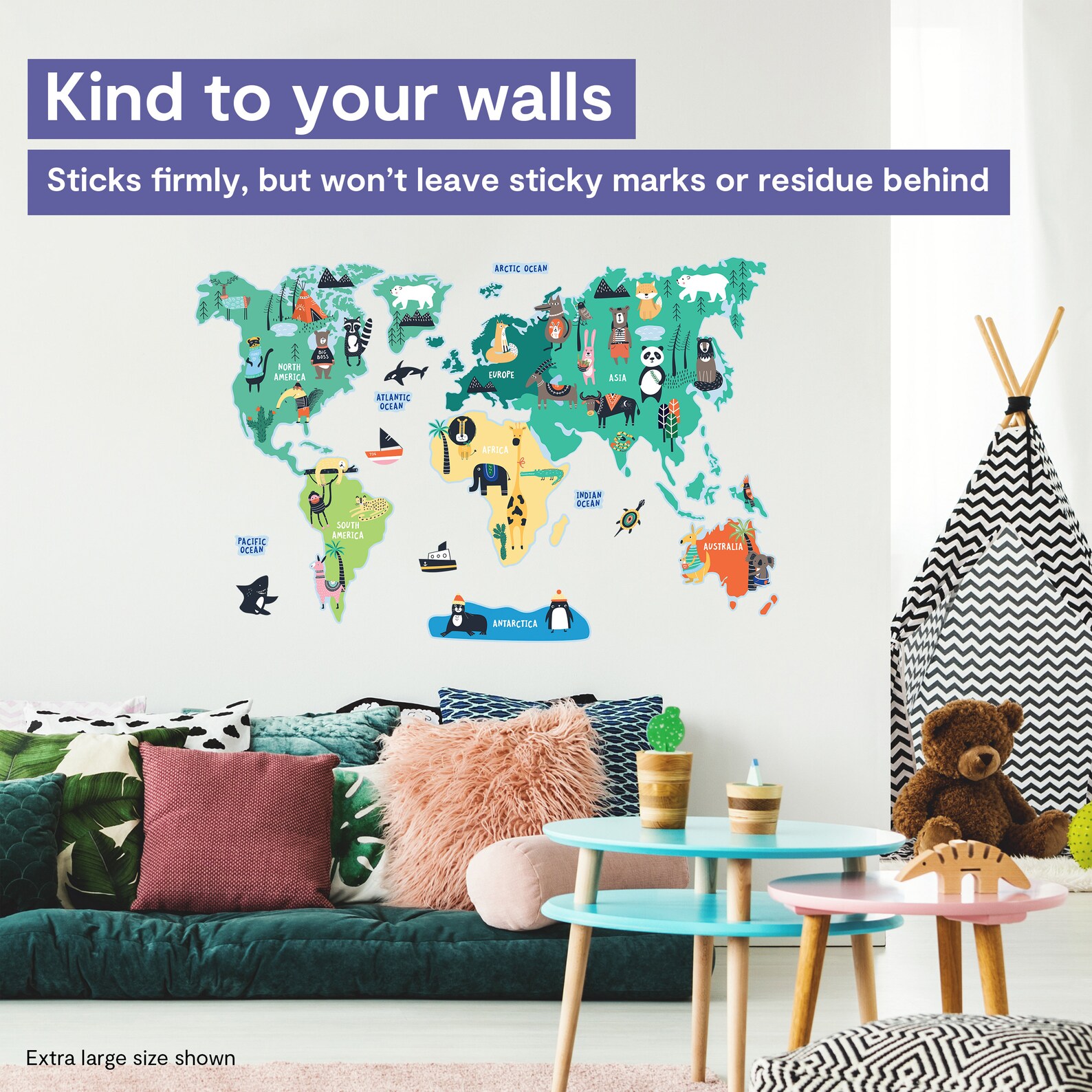 Nursery World Map Wall Decal Nursery Map Decal World Map - Etsy