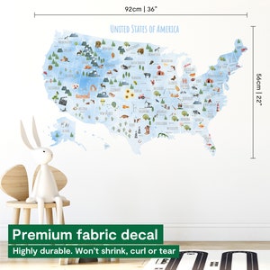US Map Wall Decal | Illustrated Map of United States Decal | Large Kids ...