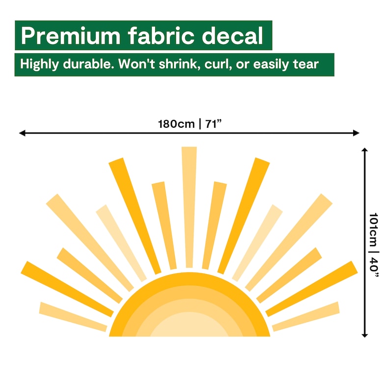 Rising Sun Wall Sticker Rainbow Sun Wall Decal Half Sun - Etsy