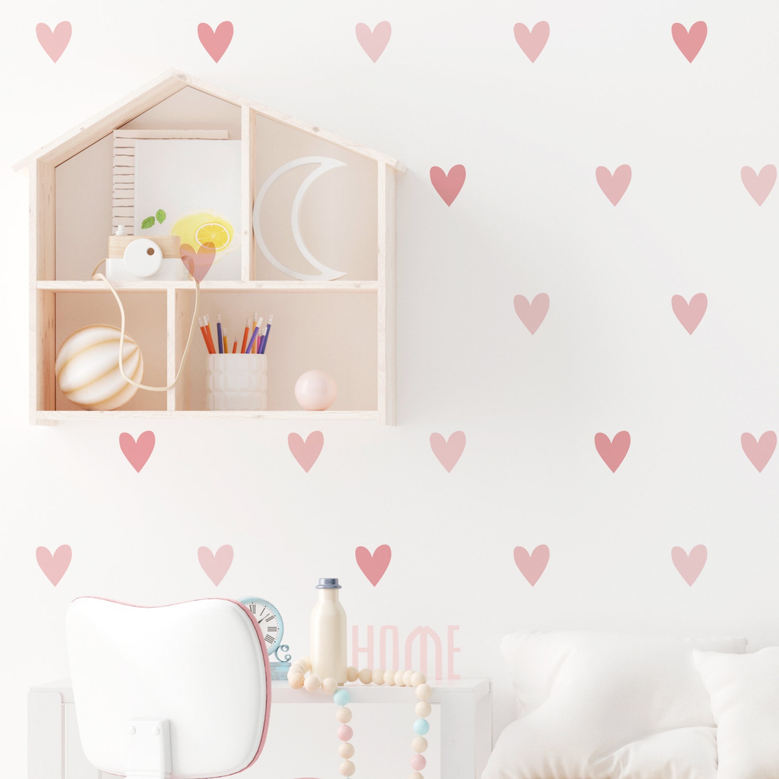 Pink Heart Wall Stickers Heart Wall Decals Girl Bedroom - Etsy