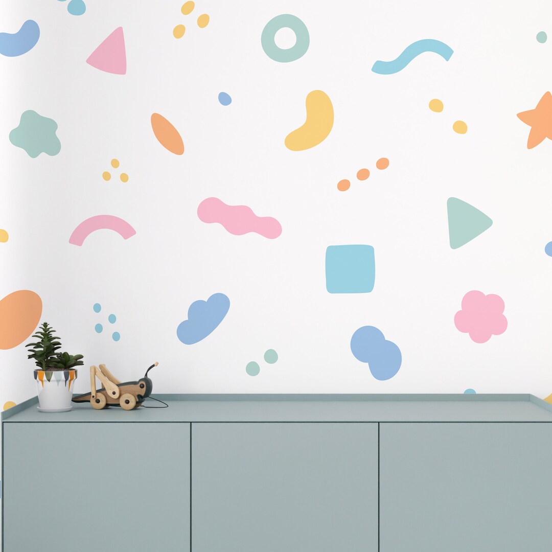 Abstract Geometric Shapes Decal Organic Shape Wall Stickers for Kids ...
