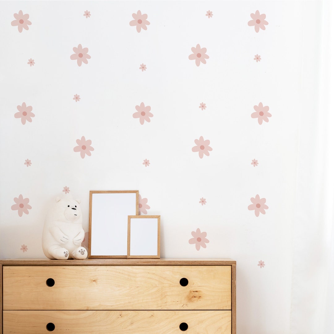 Blush Pink Daisy Wall Decal | Flower Wall Stickers for Nursery ...