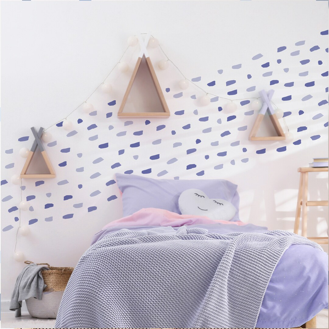 Brush Stroke Wall Decal Violet Blue Wall Stickers for Kids Bedroom ...