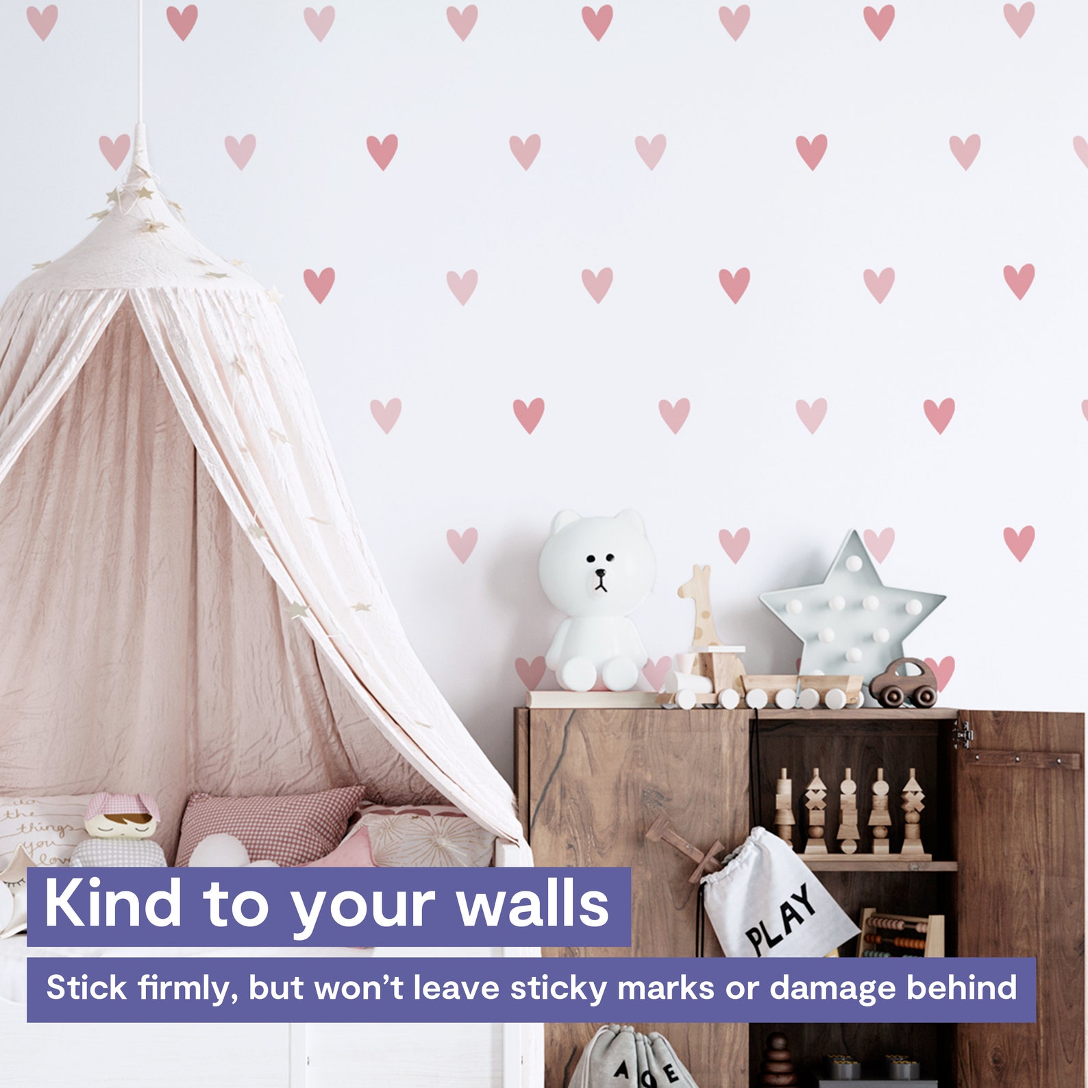 Pink Heart Wall Stickers Heart Wall Decals Girl Bedroom - Etsy