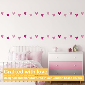 Pink Heart Wall Stickers | Hot Pink Heart Wall Decals | Removable ...