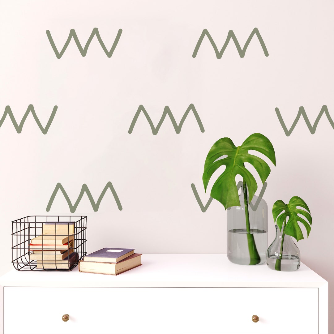 Green Zig Zag Wall Stickers for Kids’ Bedroom, Nursery, Playroom | Pvc ...