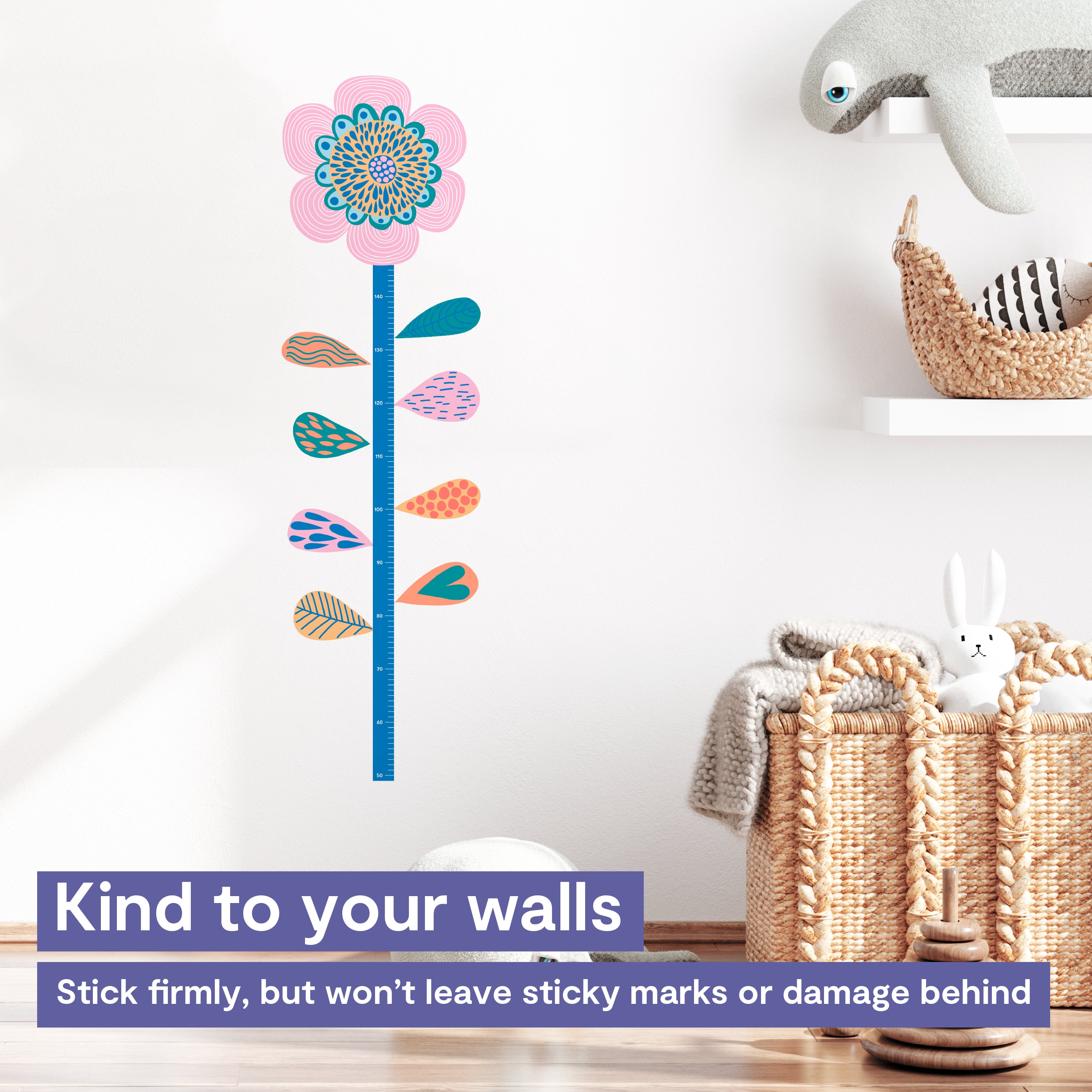 Flower Height Chart Wall Sticker Growth Chart Decal Kids | Etsy