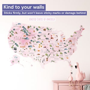 Kids US Wall Map | USA Map Wall Decal | Map of United States Peel ...