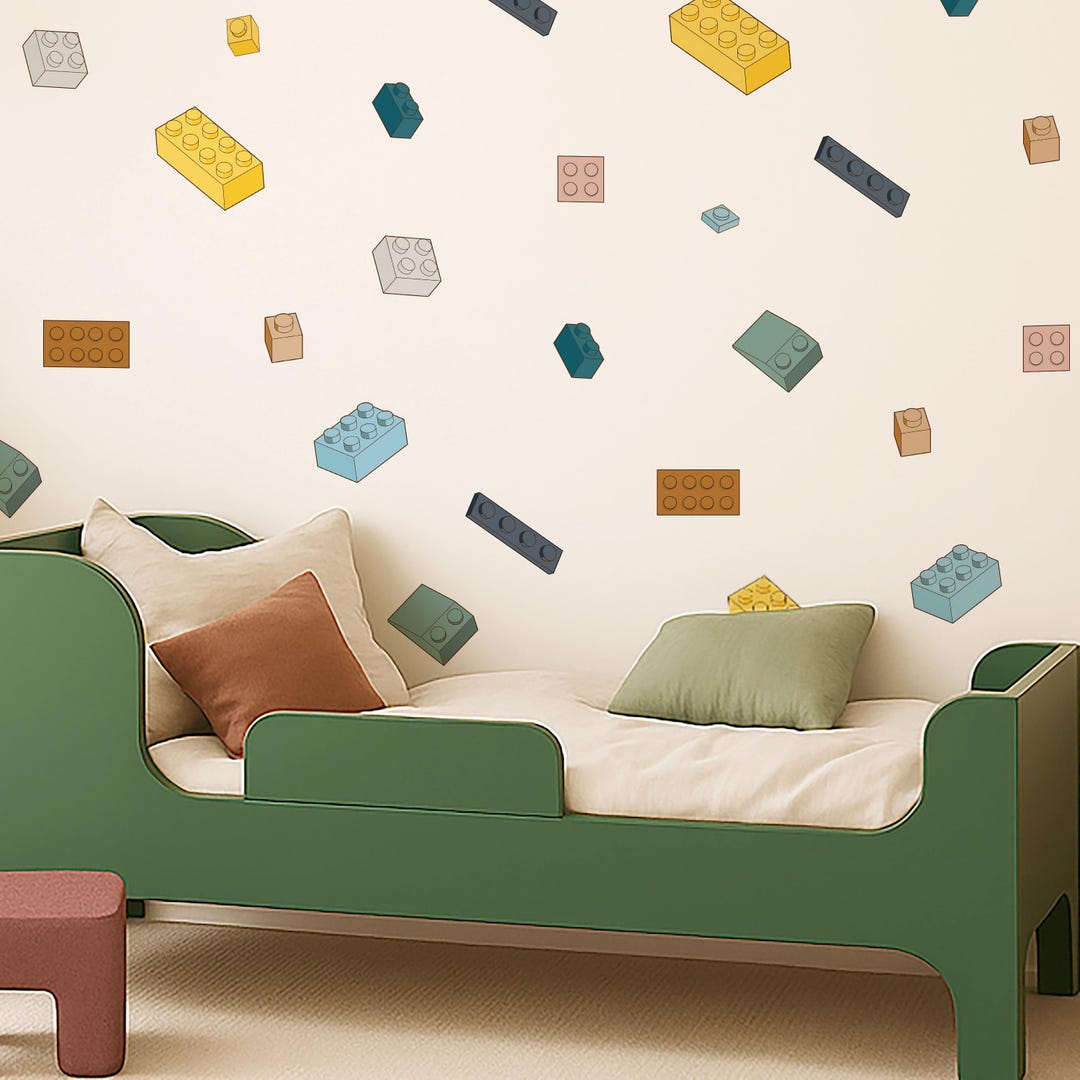 Building Block Wall Decals – Fabric Peel and Stick Wall Stickers for ...