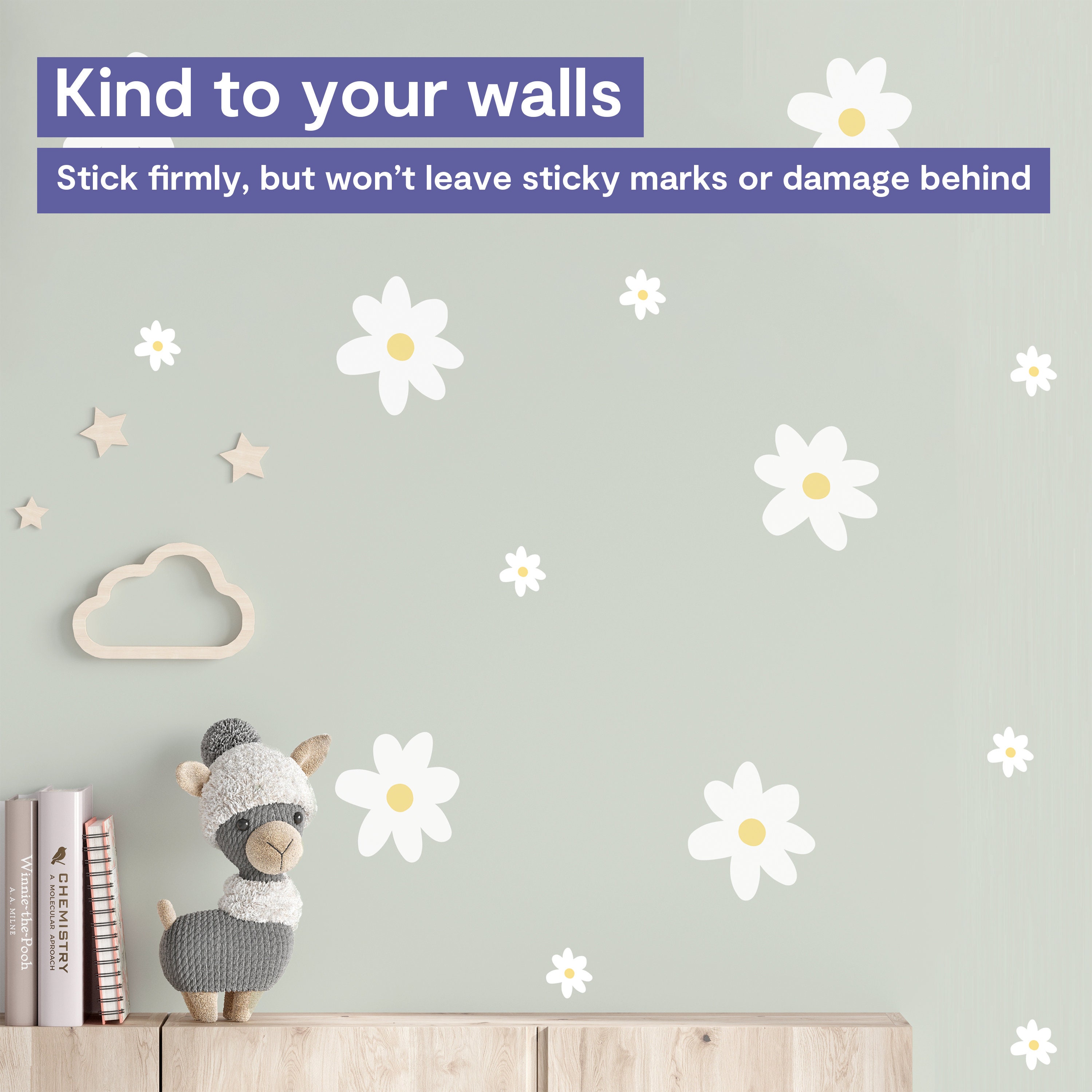 Floral Daisy Wall Stickers | Flower Wall Decal for Kids Bedroom ...
