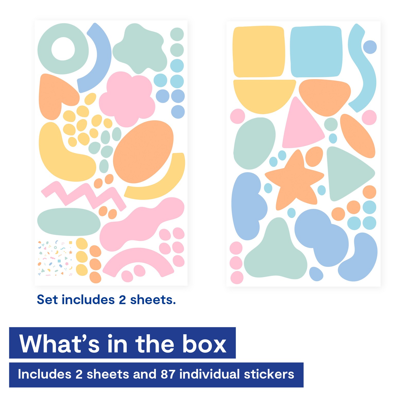 Large Abstract Shapes Decals | Colourful Organic Wall Stickers for Kids ...
