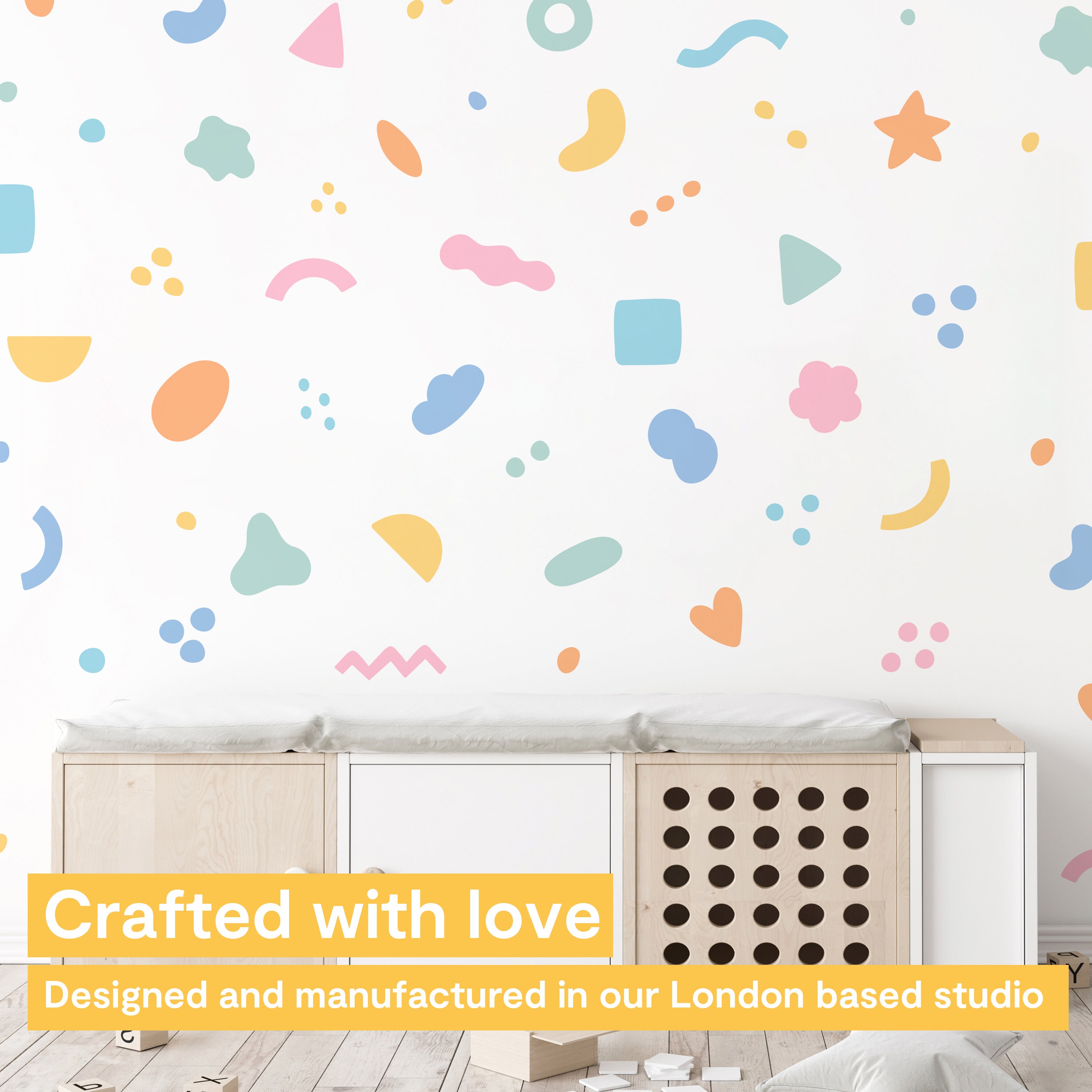 Large Abstract Shapes Decals | Colourful Organic Wall Stickers for Kids ...