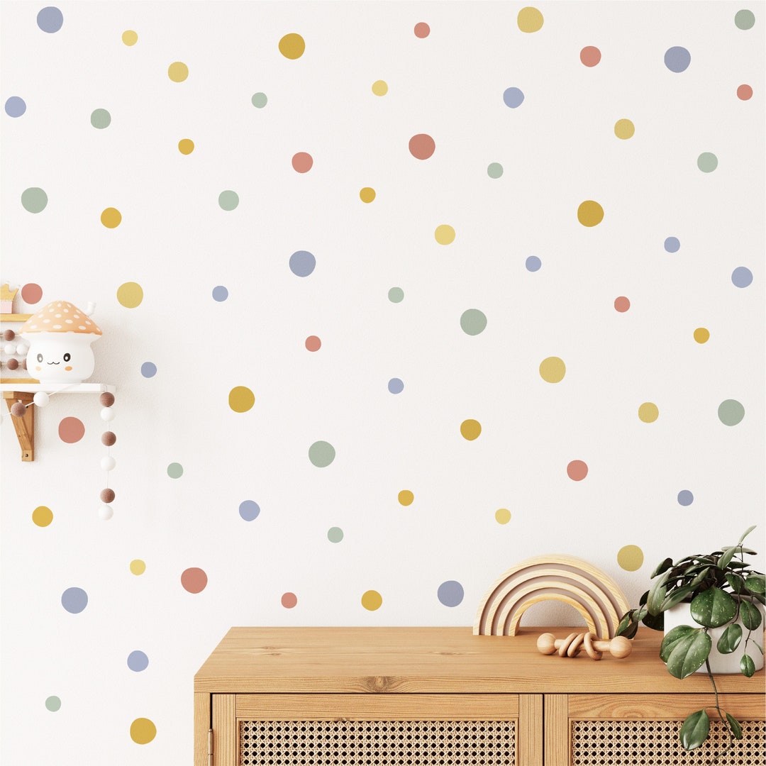 Rainbow Polka Dot Wall Decal | Pastel Dot Wall Stickers | Neutral Kids ...