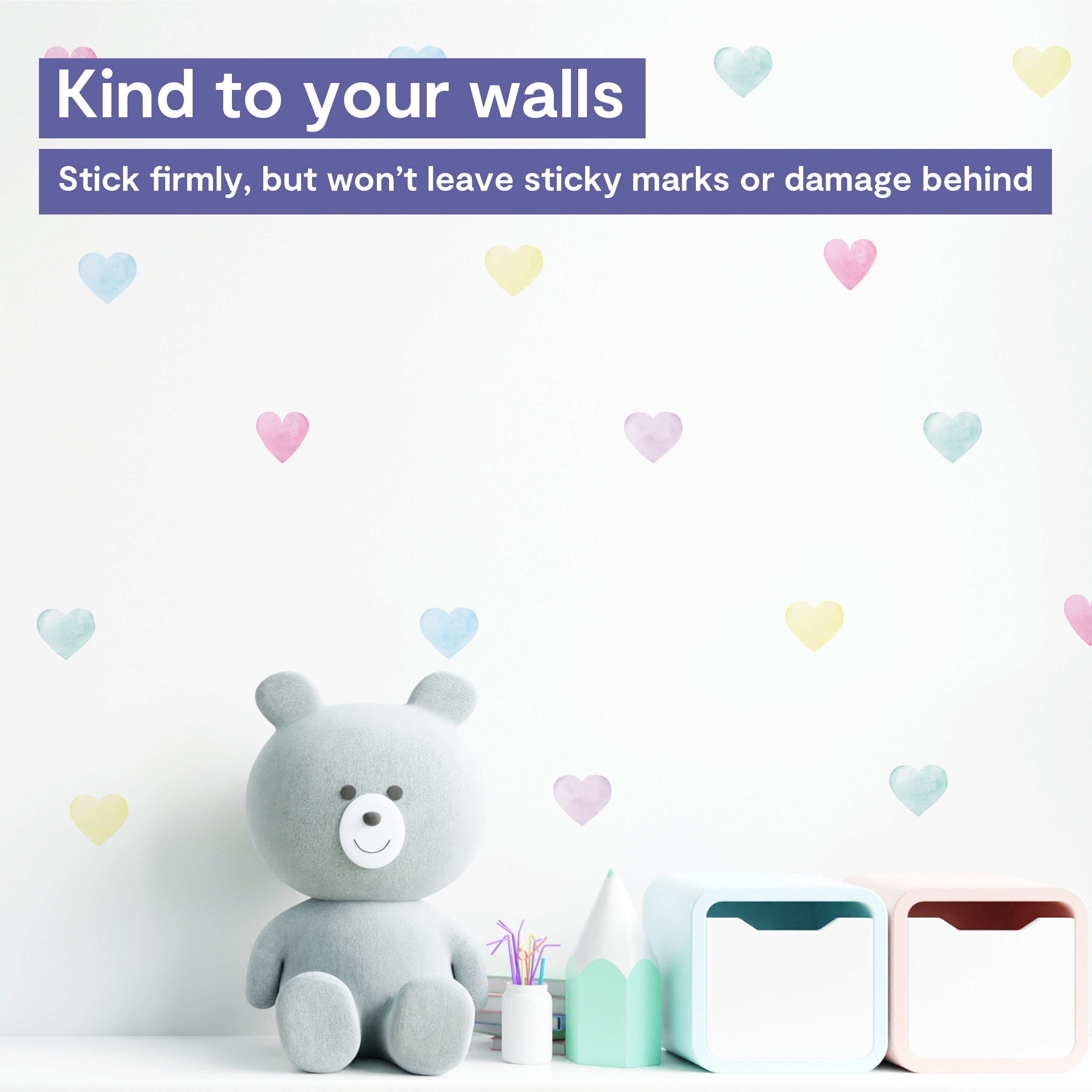 Pastel Watercolour Heart Wall Stickers for Kids' Bedroom | Etsy