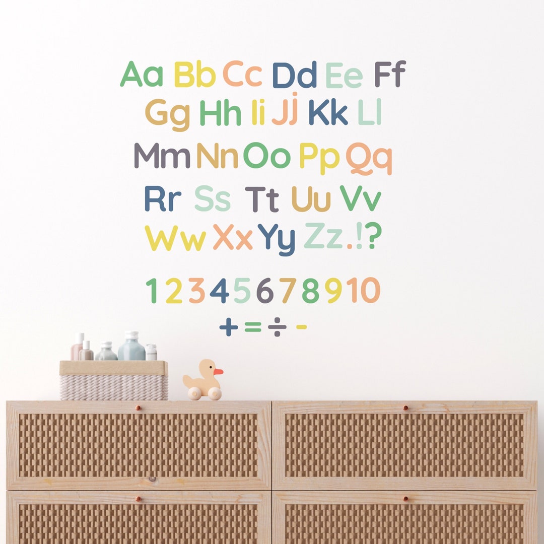 Preschool Alphabet Numbers Wall Stickers | Kids ABC Letter Learning ...