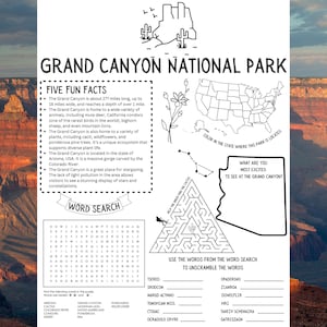 Grand Canyon Kid's Activity Sheet - Etsy