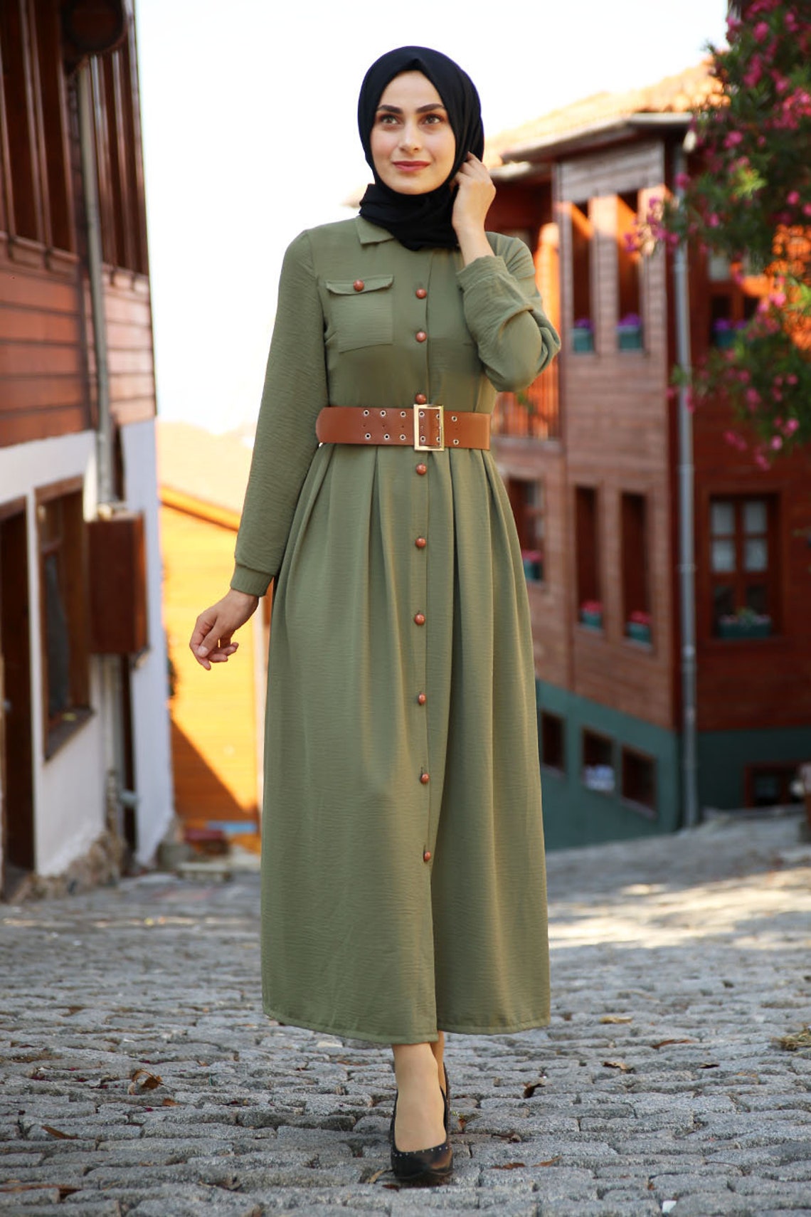 Women's turkish dress modest dresses with Double pockets | Etsy