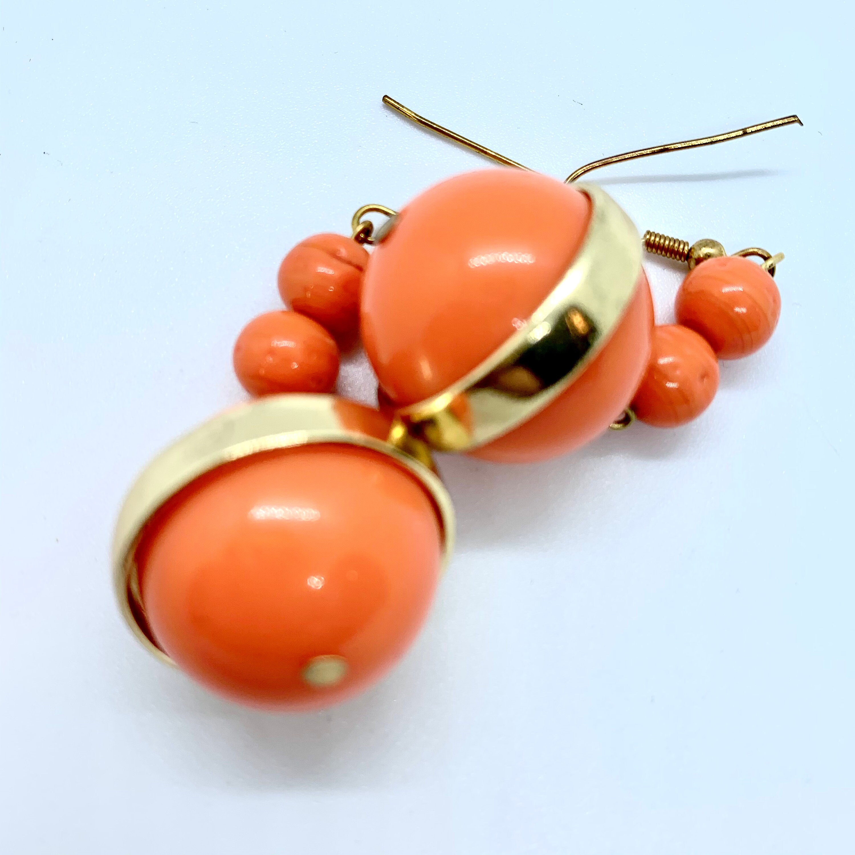 Vintage Gold Toned and CORAL Colored GLASS Beads With Gold - Etsy