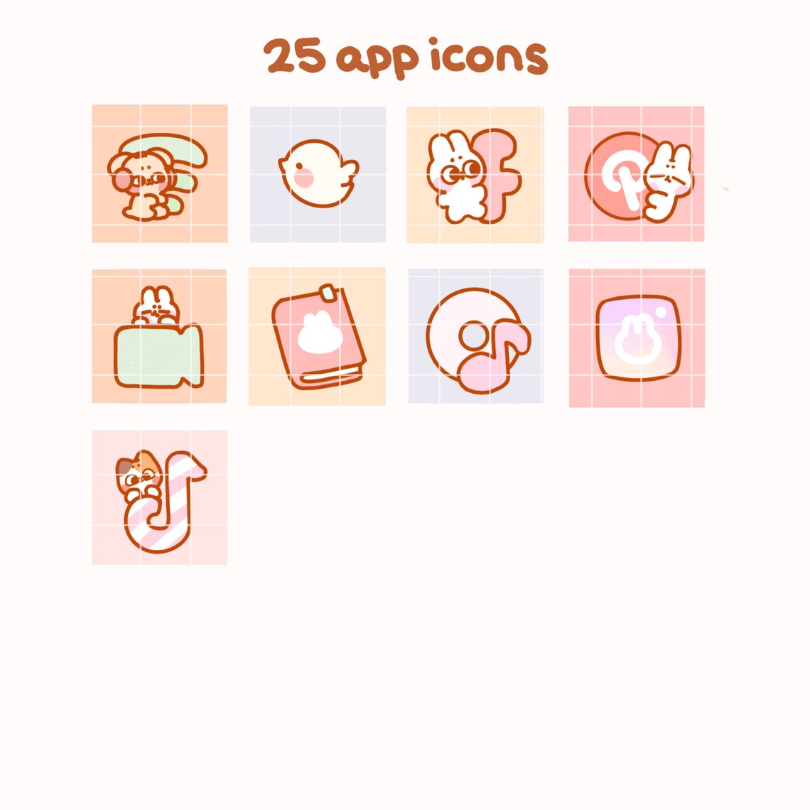 Peachy Skies Theme App Icon Pack Digital Instant Download - Etsy