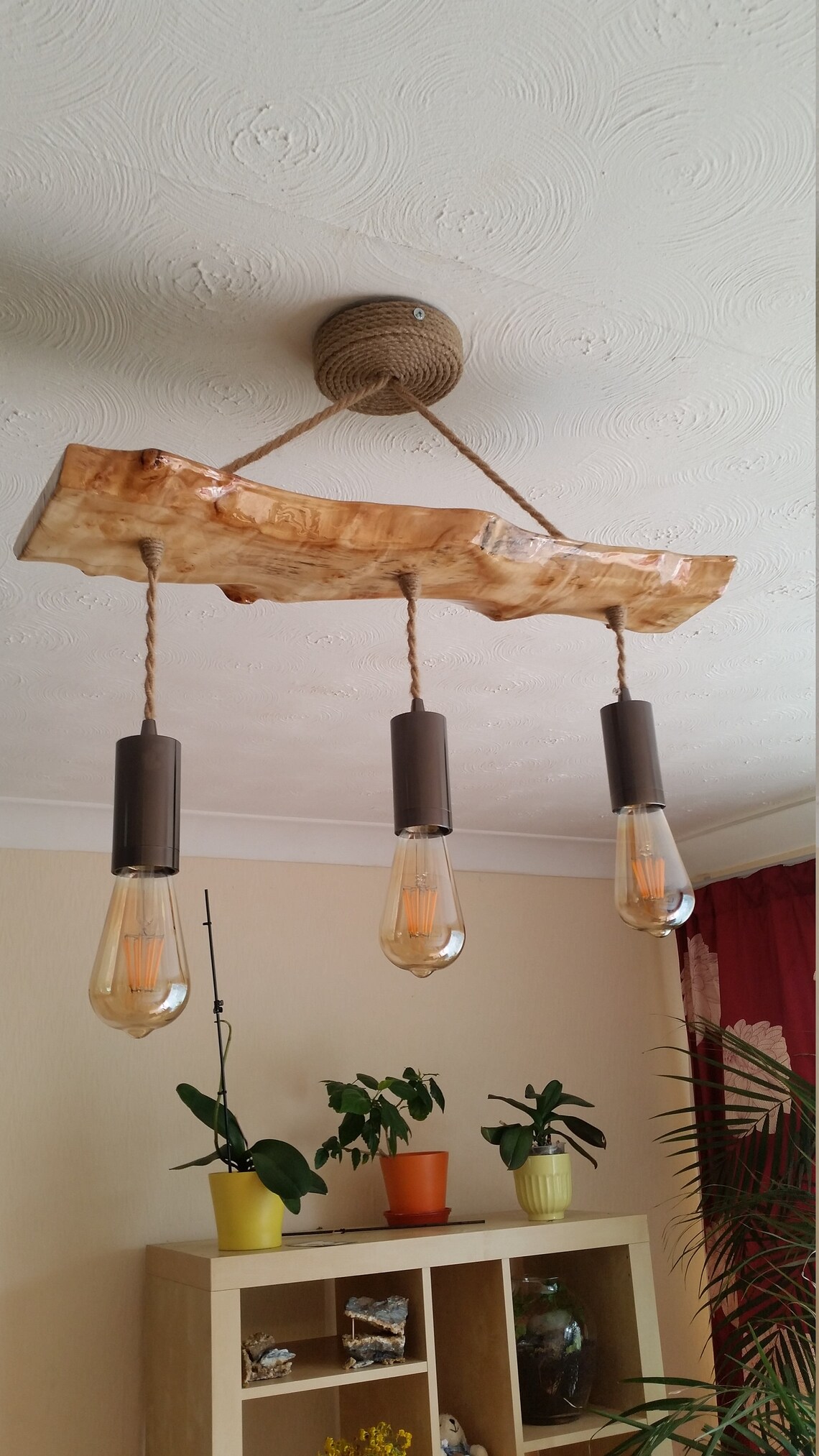 Gorgeous Sycamore Wood Diagonal Ceiling Lamp One of a Kind - Etsy