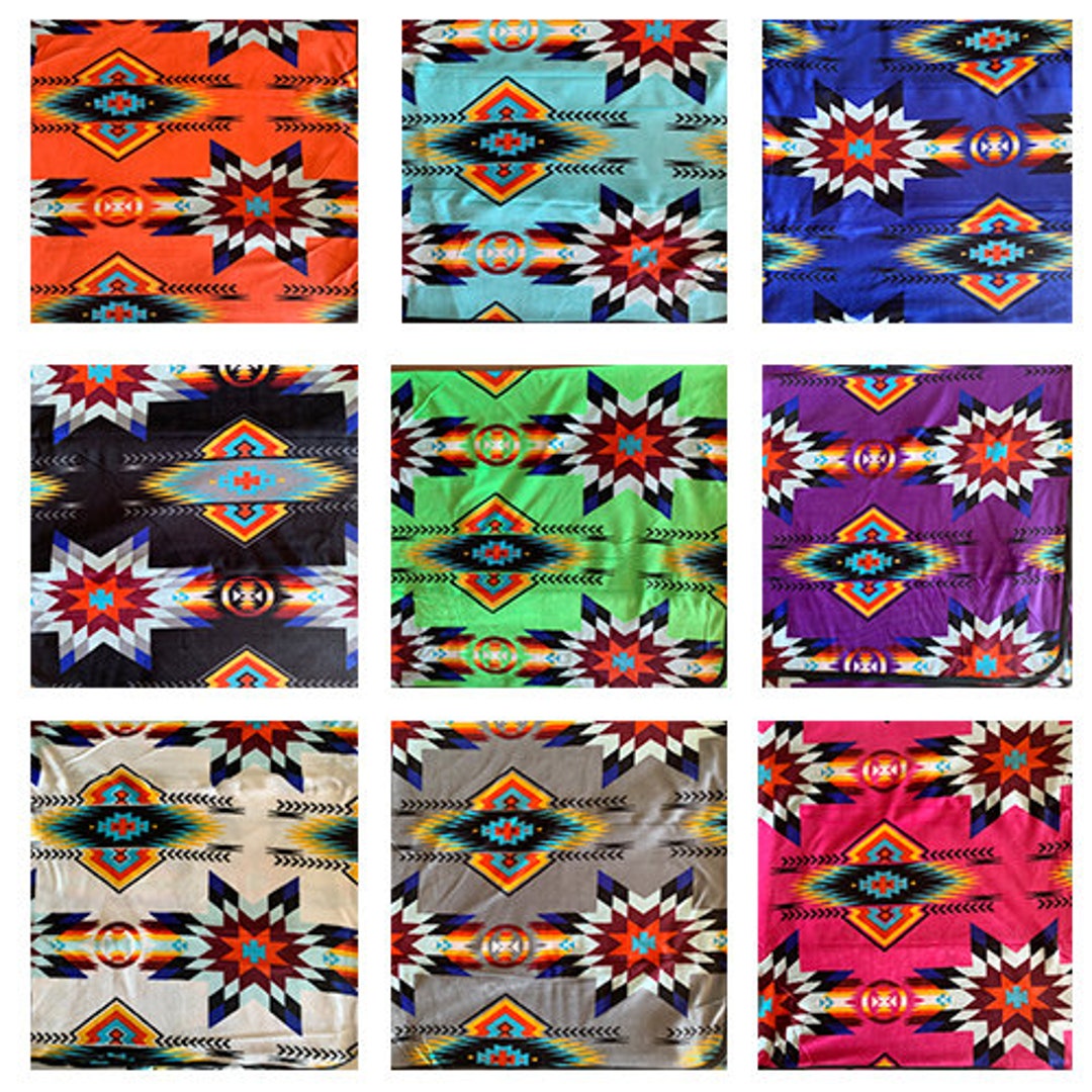 Native American Star Design Throw Size Fleece Blanket Single Side 1ply ...