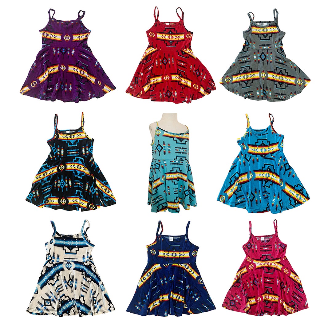 Southwest Native American Style Design Kids Summer Dress Suspender ...