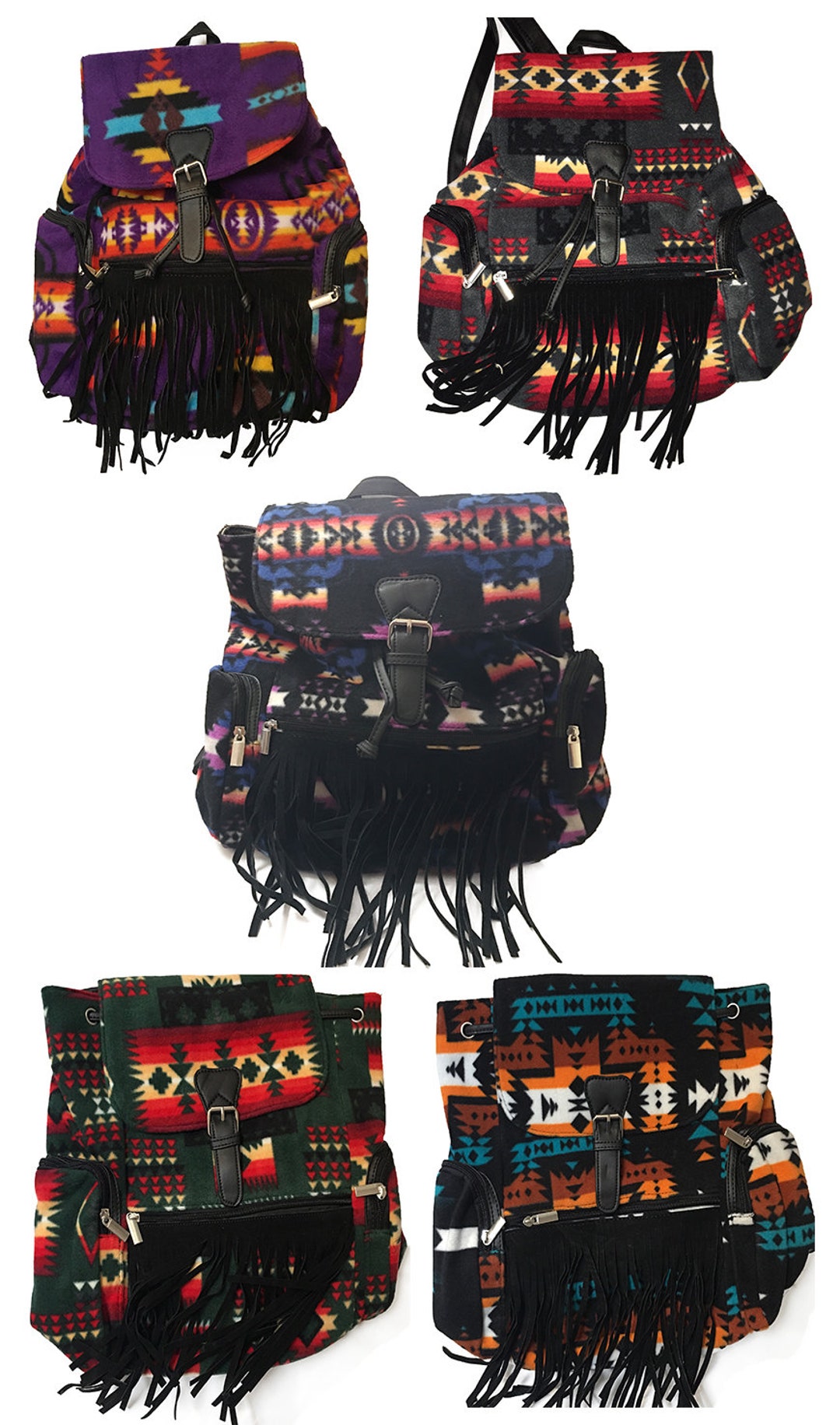 Native American Style Design Backpack With Fringe - Etsy