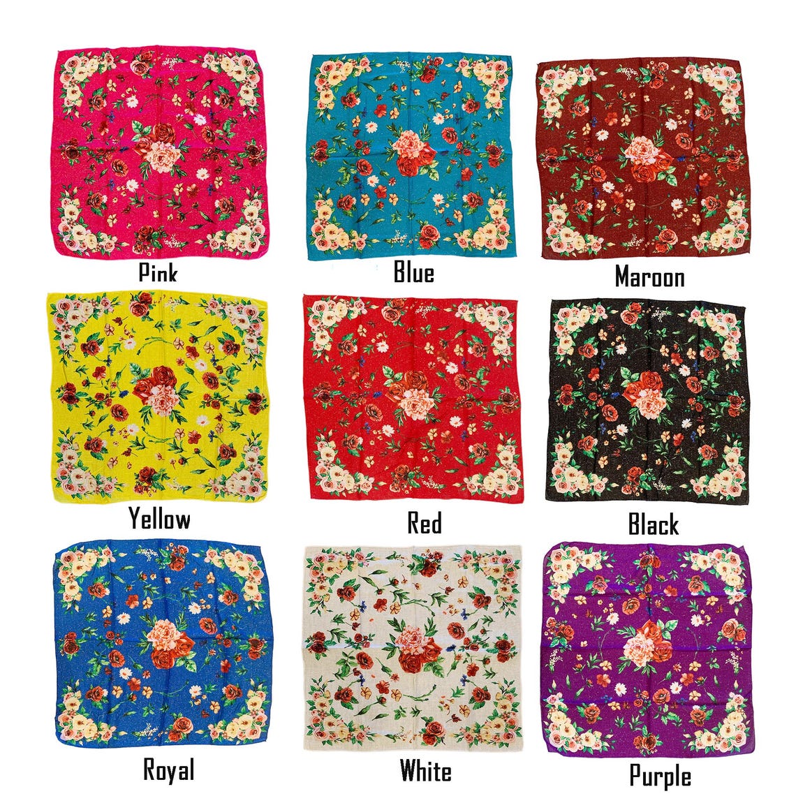 Metallic Flower Scarf. New Design Rose Print, Accessories,floral Scarf ...