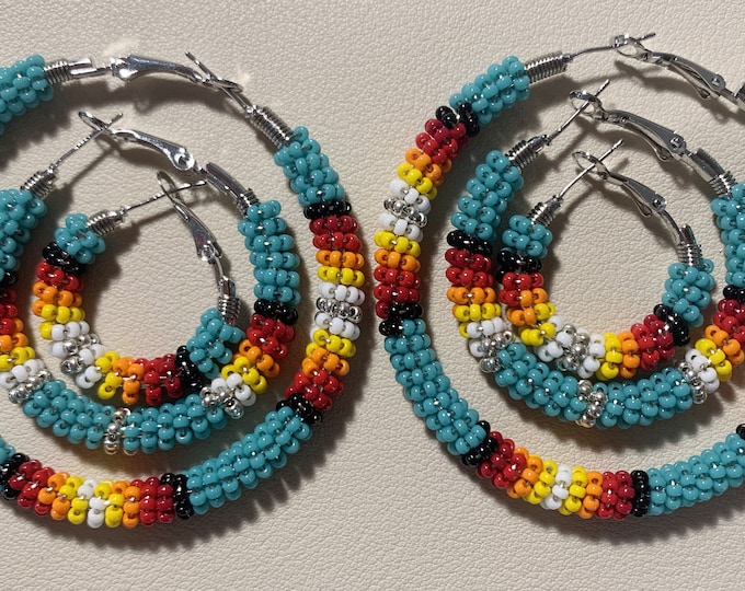 Southwest Style Beaded Boho Hoop Earrings More Colors,native American ...