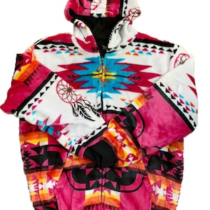 Native American Style Design Super Soft Fleece Sherpa Lining Kids ...
